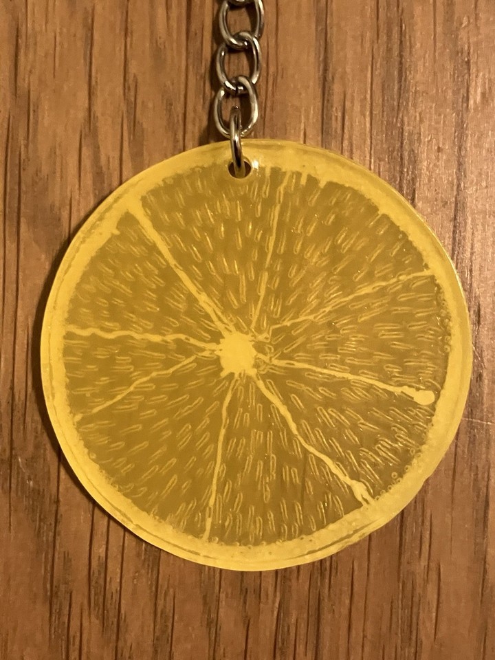 Yellow Lemon Slice Key Chain Resin Fruit Model Keyring Perfect For G&T ...