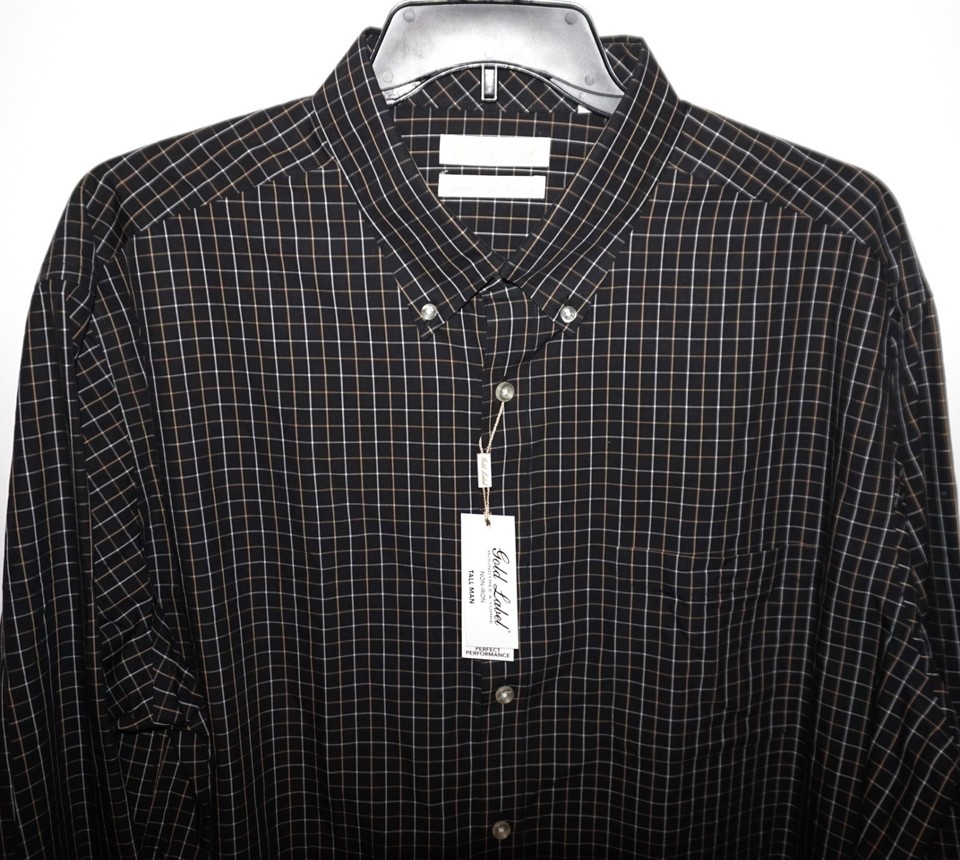 Roundtree Yorke Gold Label Perfect Performance Non Iron Shirt Black BIG ...