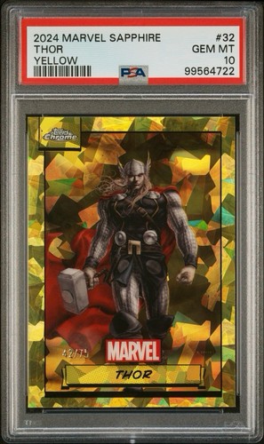 2024 Topps Chrome Sapphire Marvel Thor Yellow /75 #32 PSA 10 GEM MINT ...
