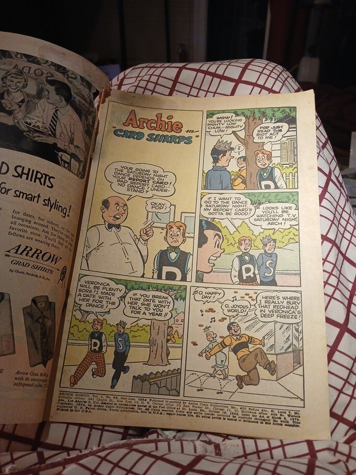 Archie Comics #68 Veronica "tail lights" GGA 1954 Golden Age Mlj Good ...