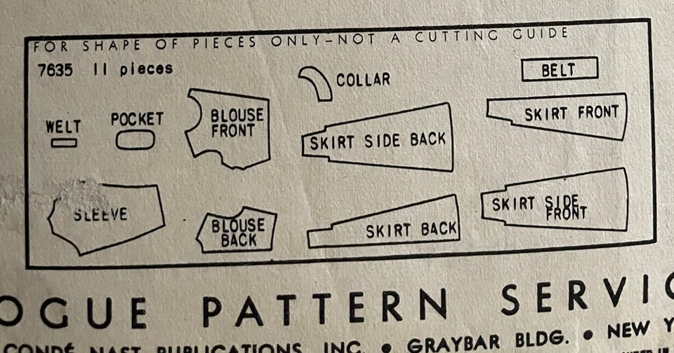 30s Uncut Vogue 7635 Dinner Dress Pockets Peter Pan Collar # ...