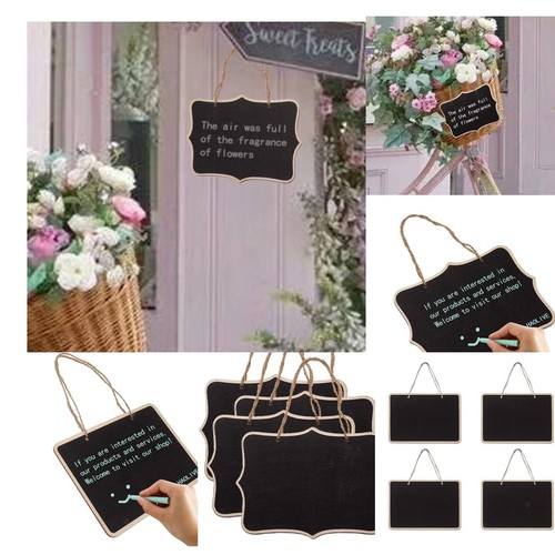 4Pcs Double Sided Mini Wooden Hanging Blackboard Message Chalkboard ...