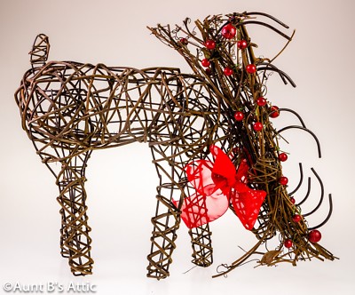 Reindeer Table Top Decor Wire Frame Twig & Berry Standing Deer Holiday ...