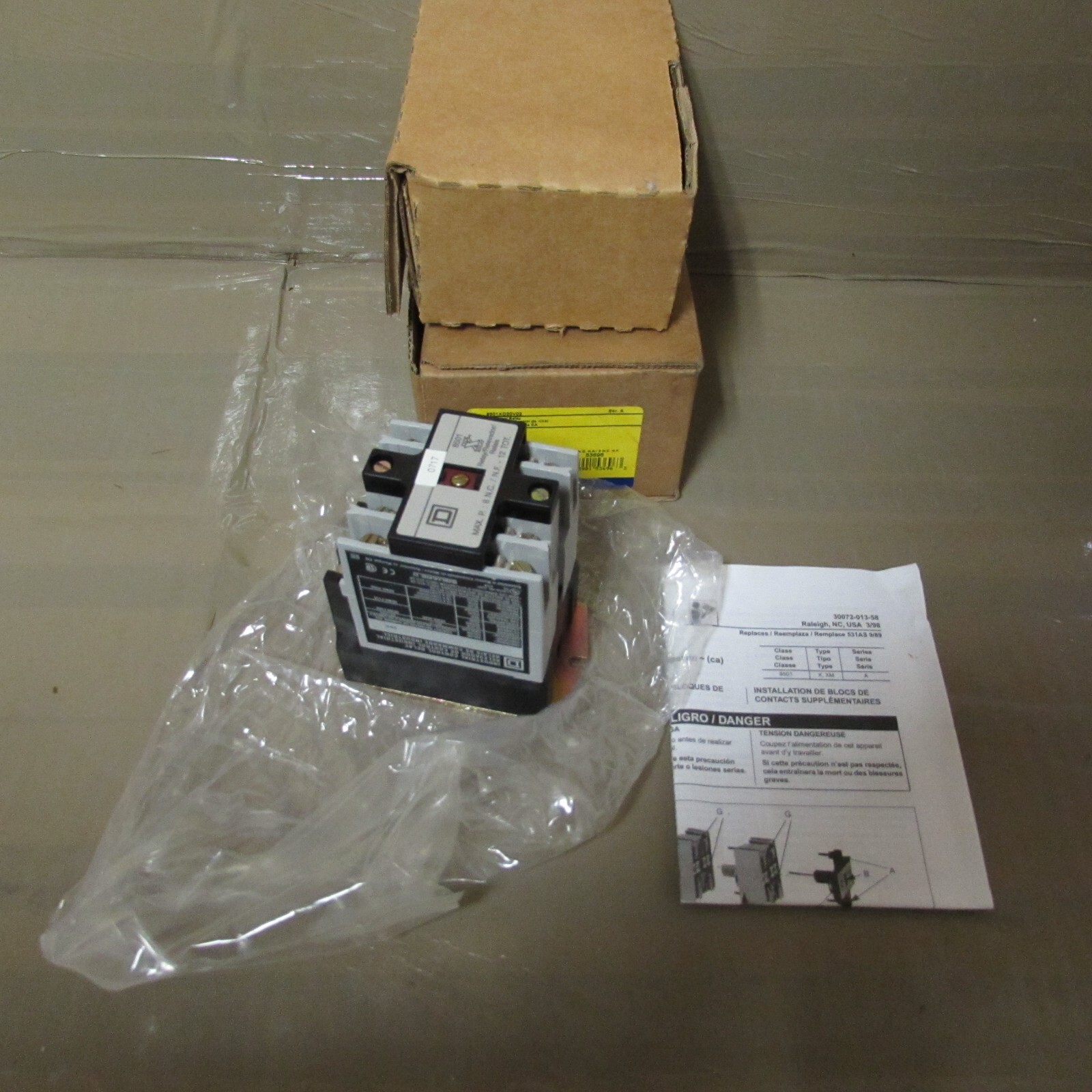 SQUARE D AC CONTROL RELAY, 8501XO20V02, SER A, NEW IN BOX! MAKE OFFER ...