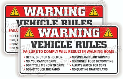 Vehicle Rules Funny Warning Stickers | Safety Instructions Labels ...