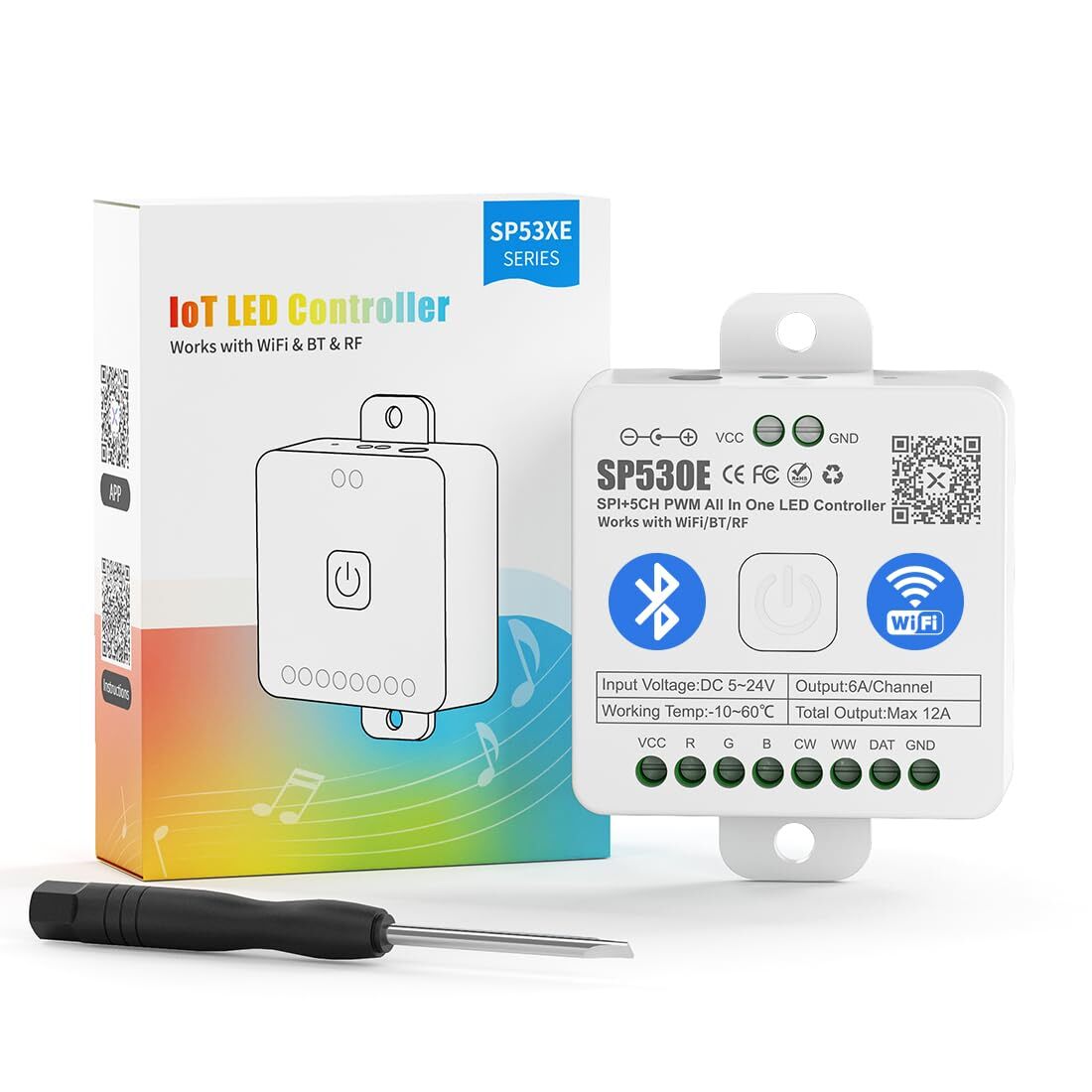 SP530E WiFi Alexa Bluetooth LED Controller Support PWM Monochrome CCT ...