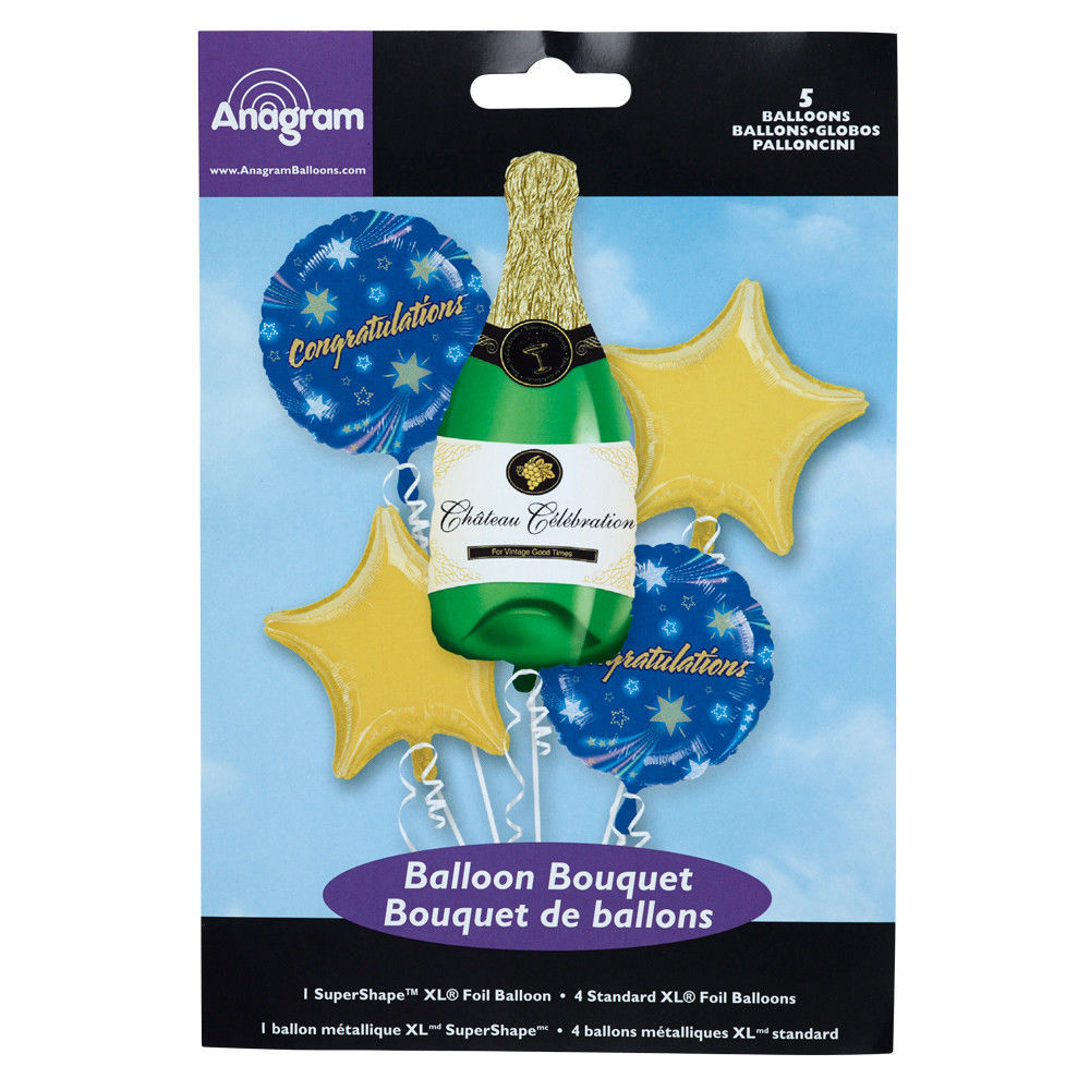 NEW Amscan Champagne Bottle Foil Bouquet Balloons Races birthday | eBay ...