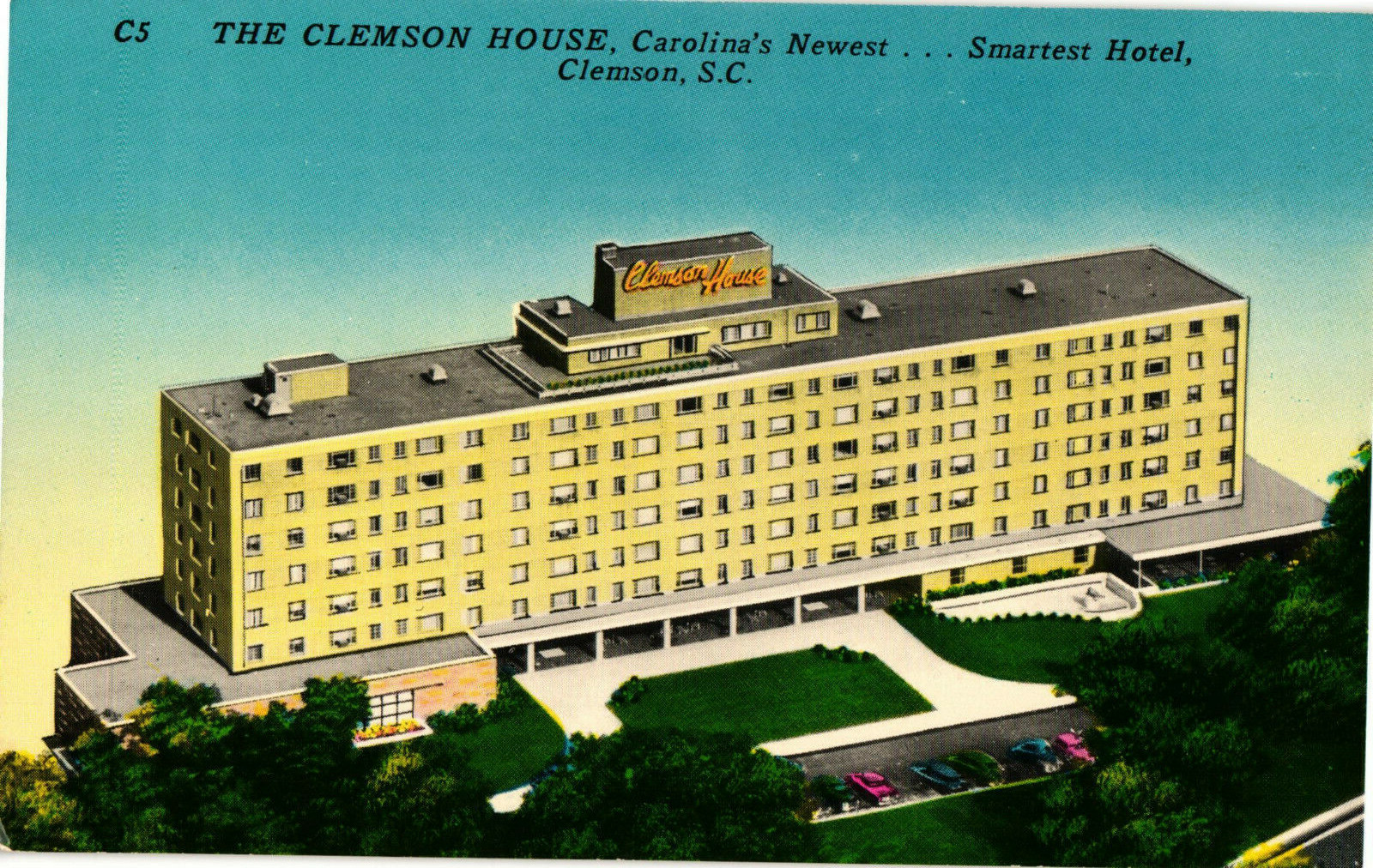 The Clemson House Hotel Clemson South Carolina Aerial View Vtg. Chrome ...