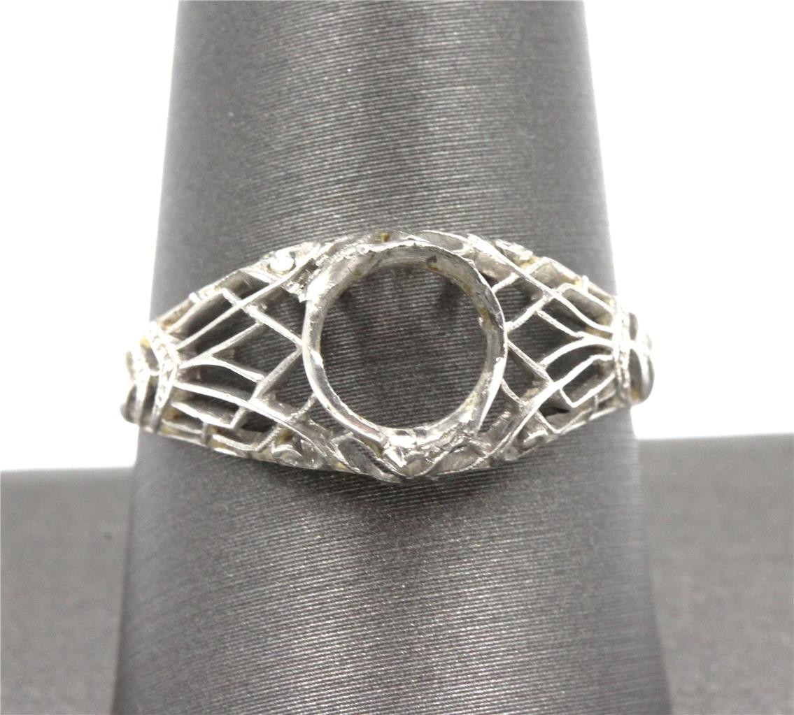 AUTHENTIC ART DECO PLATINUM FILIGREE ENGAGEMENT MOUNT… - Gem