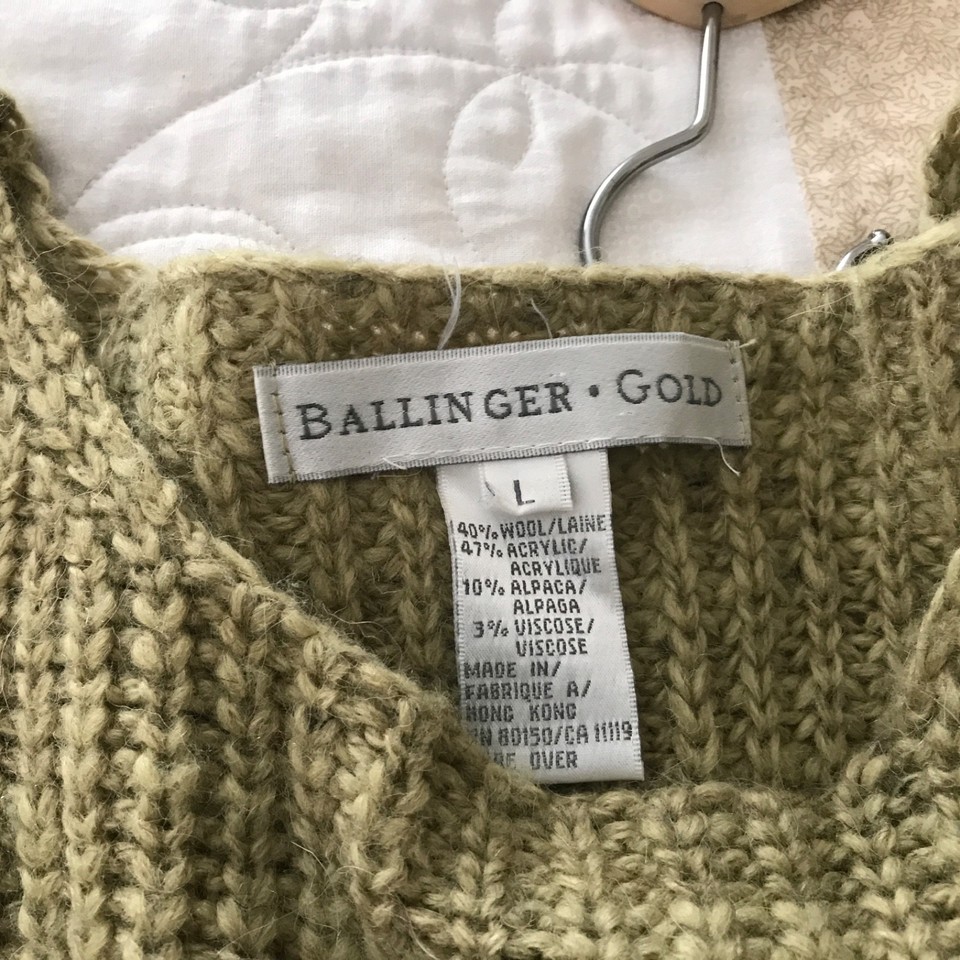 Balliger Gold Heavy Pull Over Tunic L Beige Green | eBay
