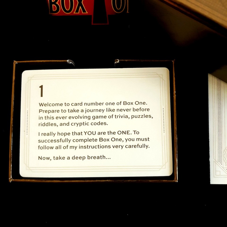 Box One Game by Neil Patrick Harris Escape Room Theory11 Puzzle Card ...
