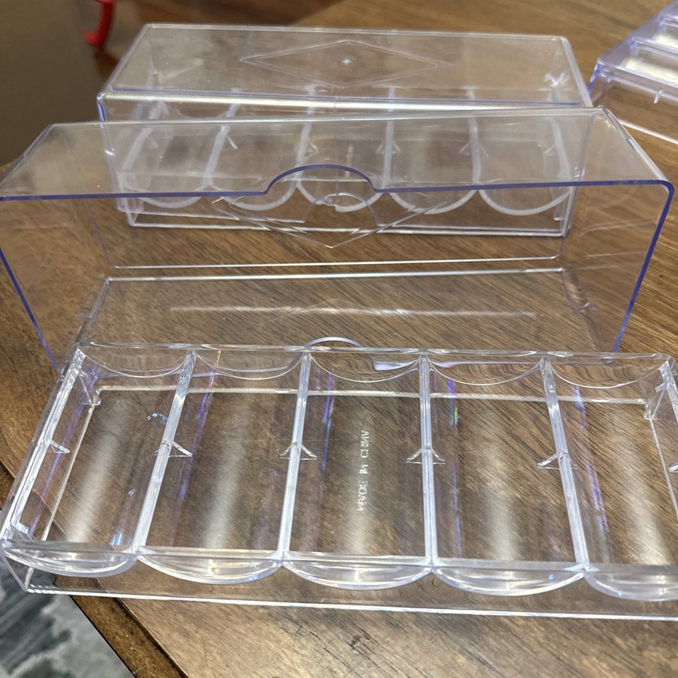 100-Piece Clear Acrylic Poker Chip Rack w Lid. 100ct Poker Chip Tray ...