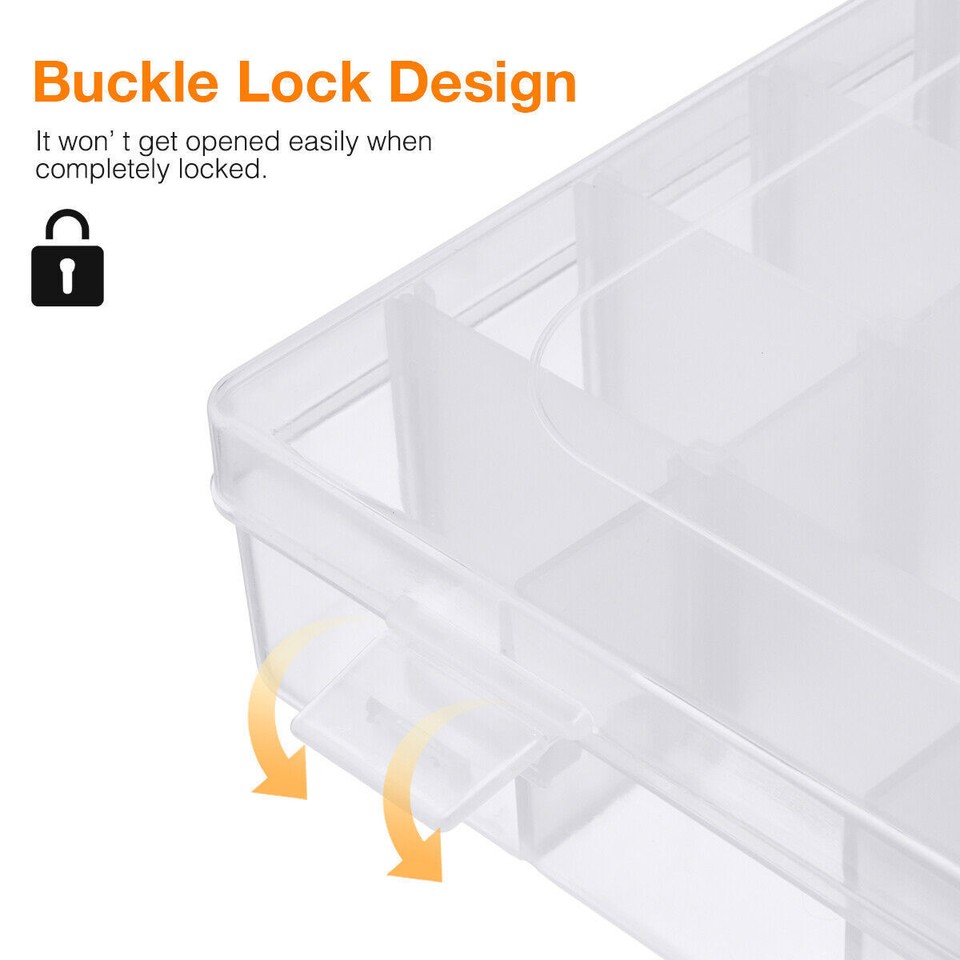 Set of 1/2/4Pc 36 Grids Plastic Jewelry Organizer Container Boxes W ...