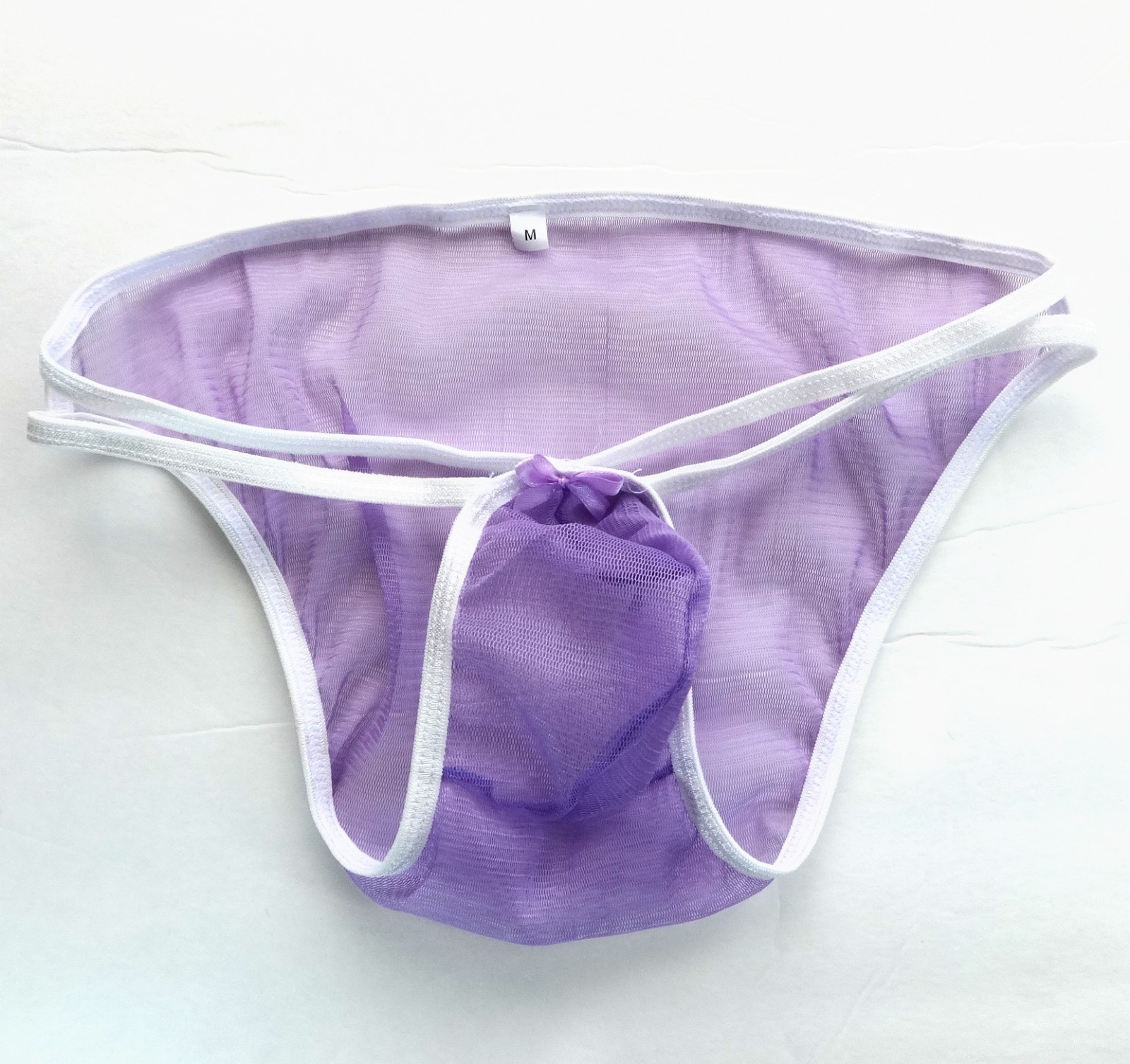 K6787 Mens Stretchy Mesh Small Pouch String Bikini C-thru Polyester Net ...