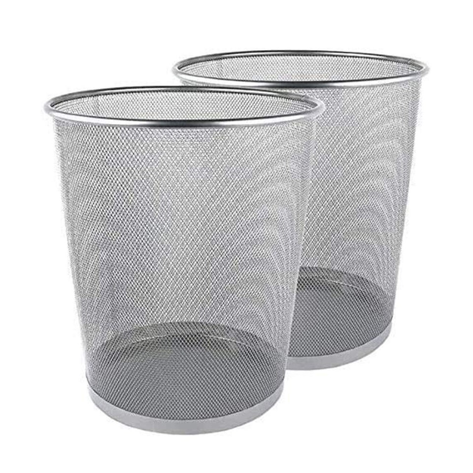 Mesh Waste Bins Iron Trash Bin Paper Basket Kitchen Bedroom Office ...