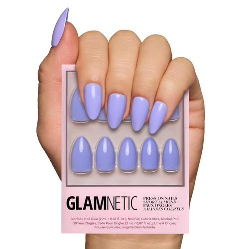 Press on Nails - Periwinkle | Short Almond Purple, Glossy Lavender Fake ...