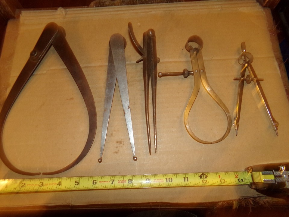 5 Vintage Inside & Outside Calipers & Dividers, Compass Pexto-Union ...