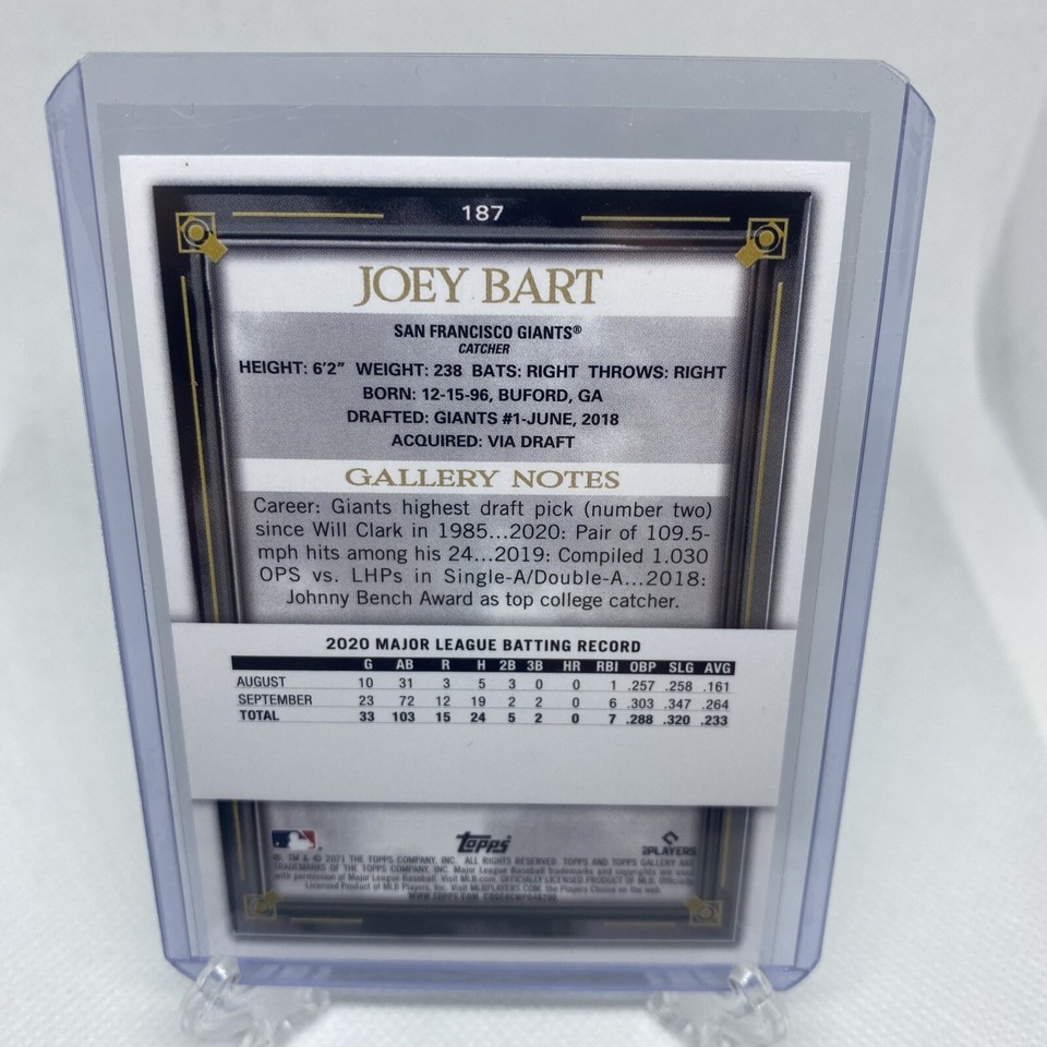 2021 Topps Gallery RAINBOW FOIL #187 JOEY BART RC Rookie San Francisco ...