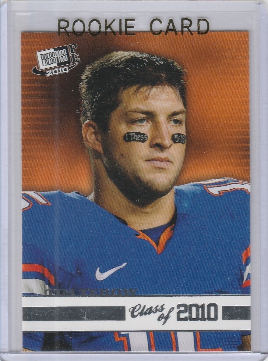 TIM TEBOW ROOKIE CARD Class of 2010 College Football RC Florida Gators ...