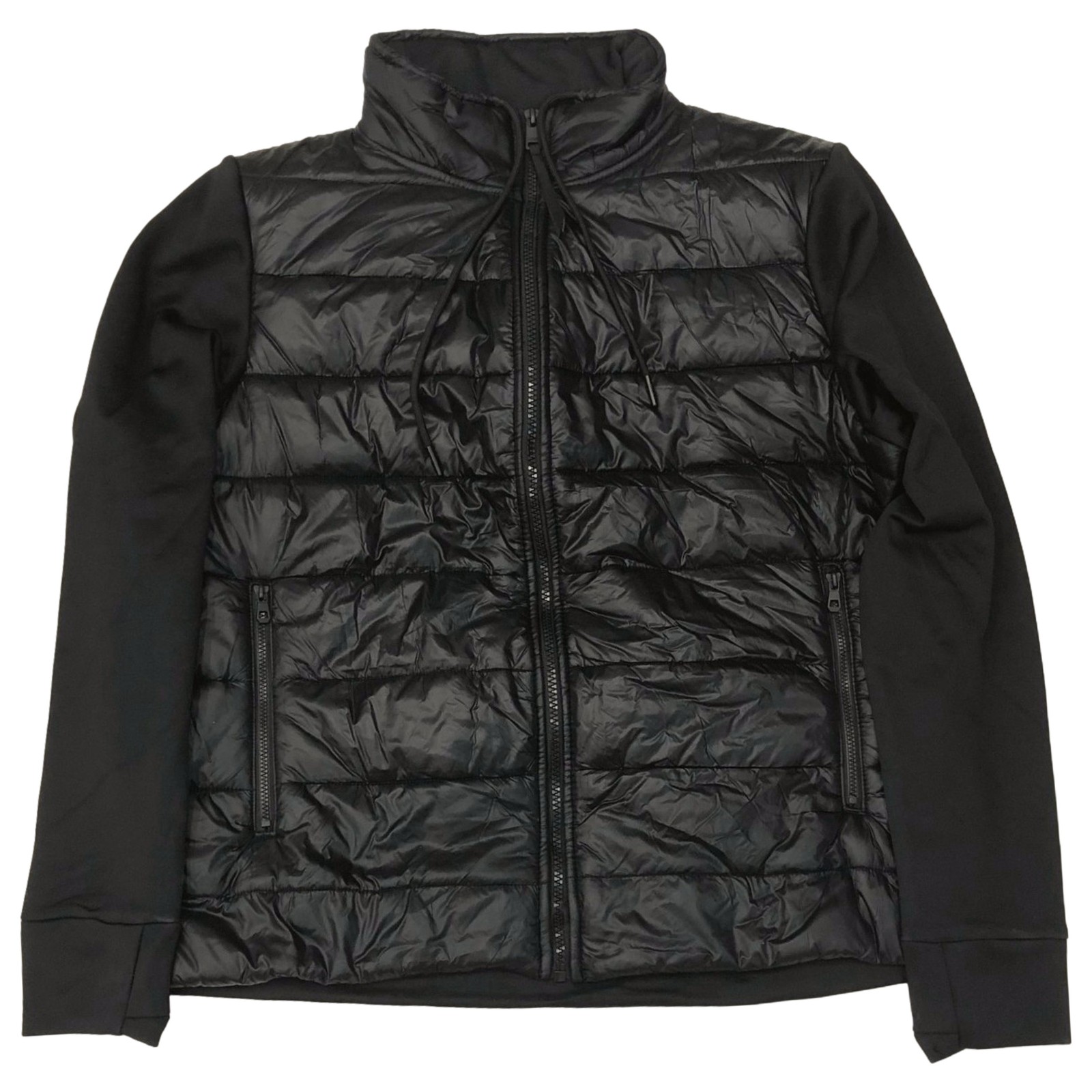 Avia Womens Black Quilted Athletic Jacket Lightweight Zip Front Coat