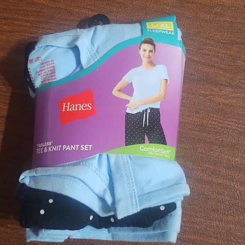 Hanes ComfortSoft Tagless Polka Dot Pajama Set 100% Cotton Drawstring ...