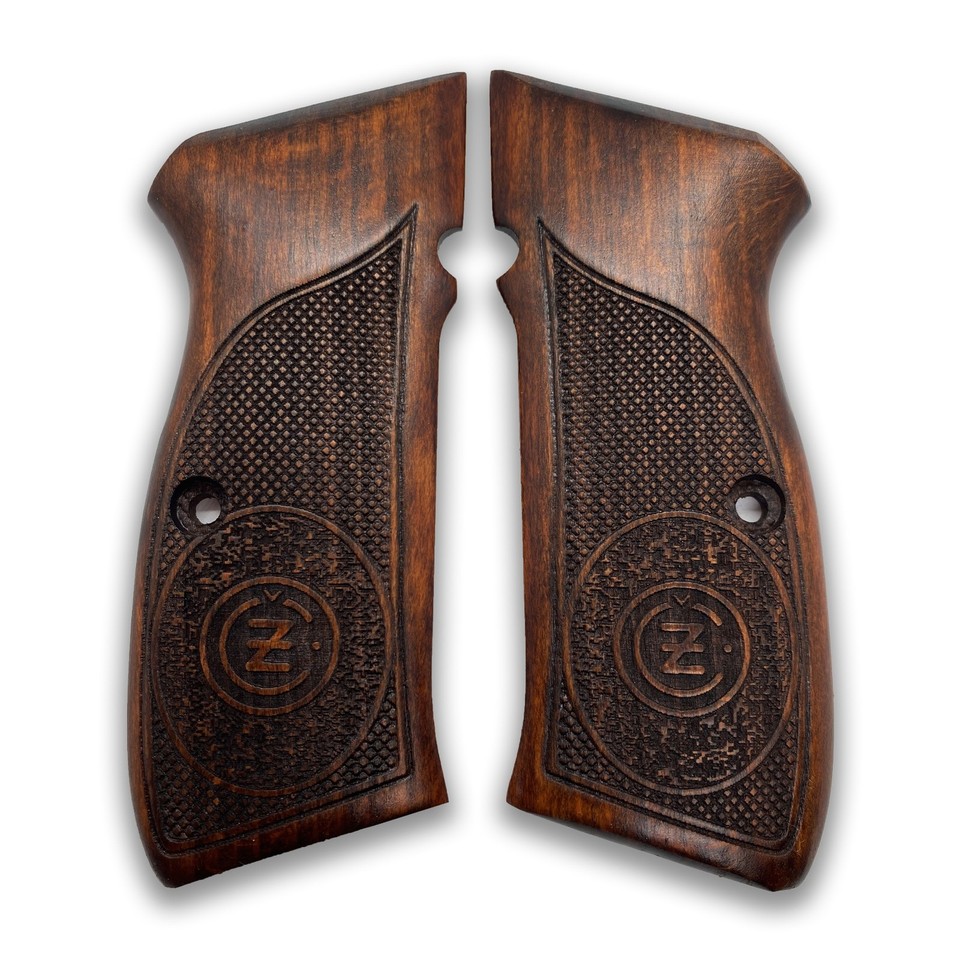 CZ-75 Walnut Grips - CZ Logo Diagonal Checkered Panel | eBay
