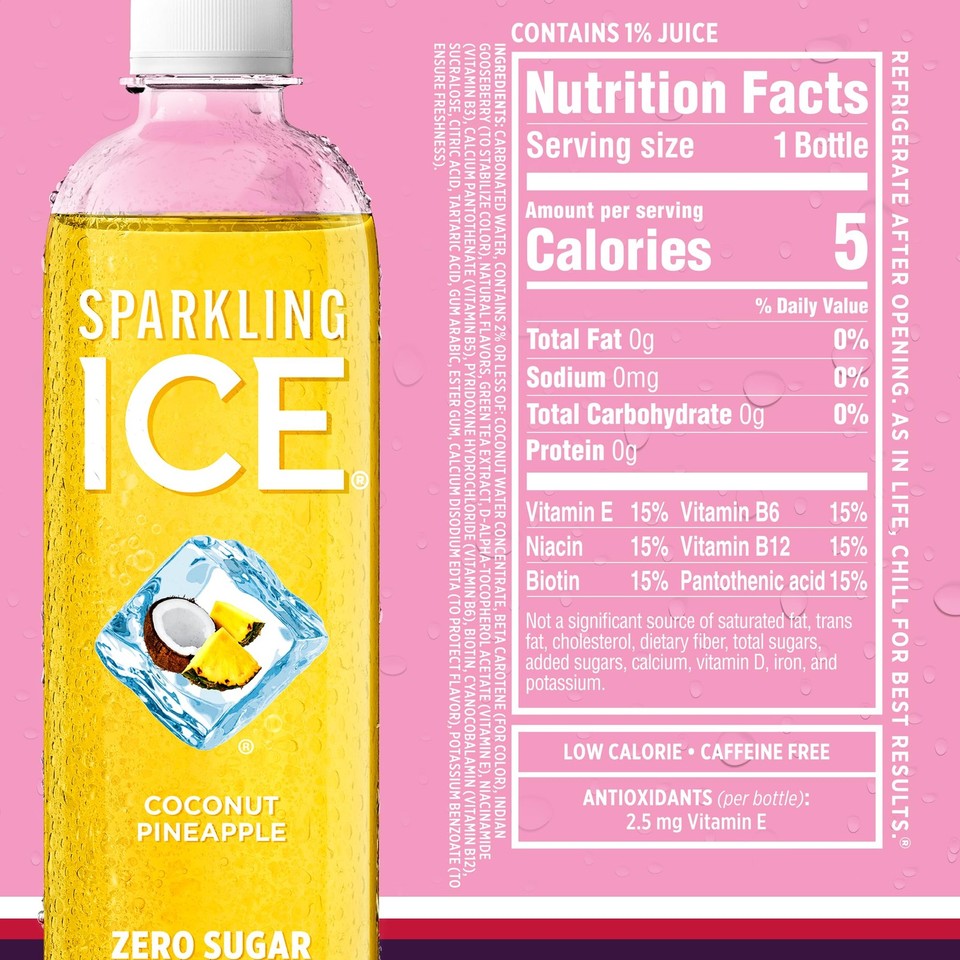 Sparkling Ice Pink Variety Pack, Flavored Sparkling Water, Zero Sugar ...