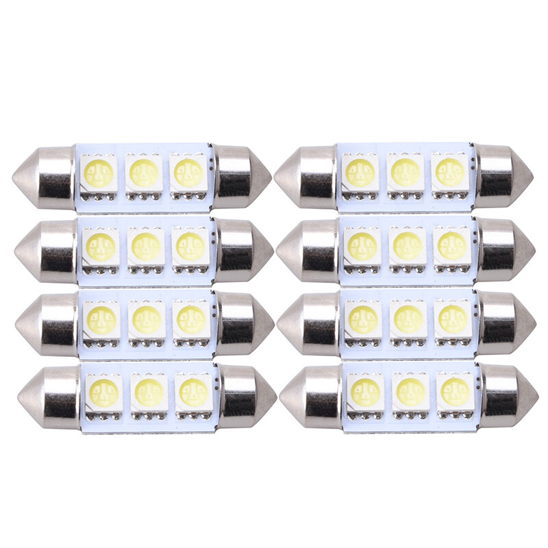 12V White 36MM 3 LED 5050 SMD Festoon Dome Car Light Interior Lamp Bulb ...