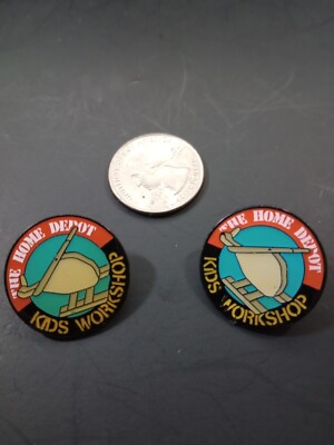 The Home Depot Kids Workshop Metal Pinback Buttons Lot Of 2 | eBay