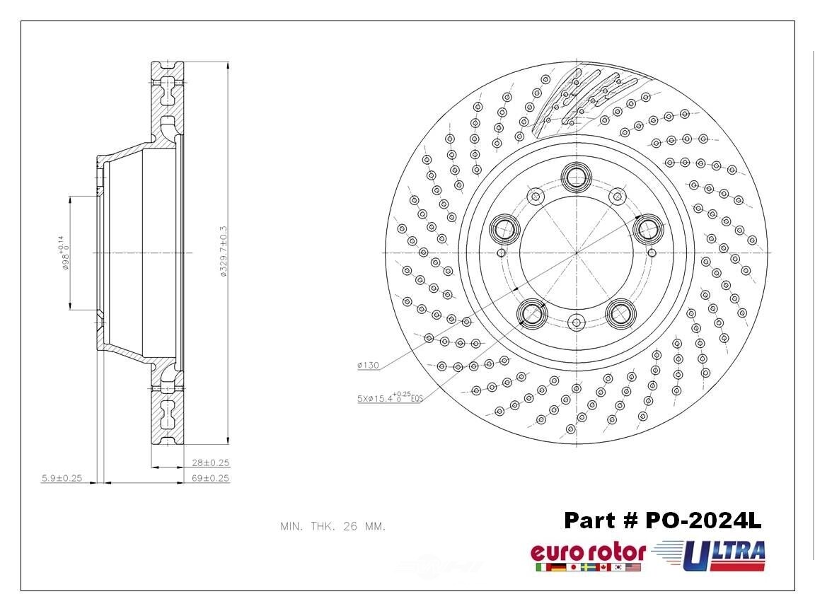 Disc Brake Rotor Eurorotor PO-2024L fits 01-02 Porsche 911 for sale ...