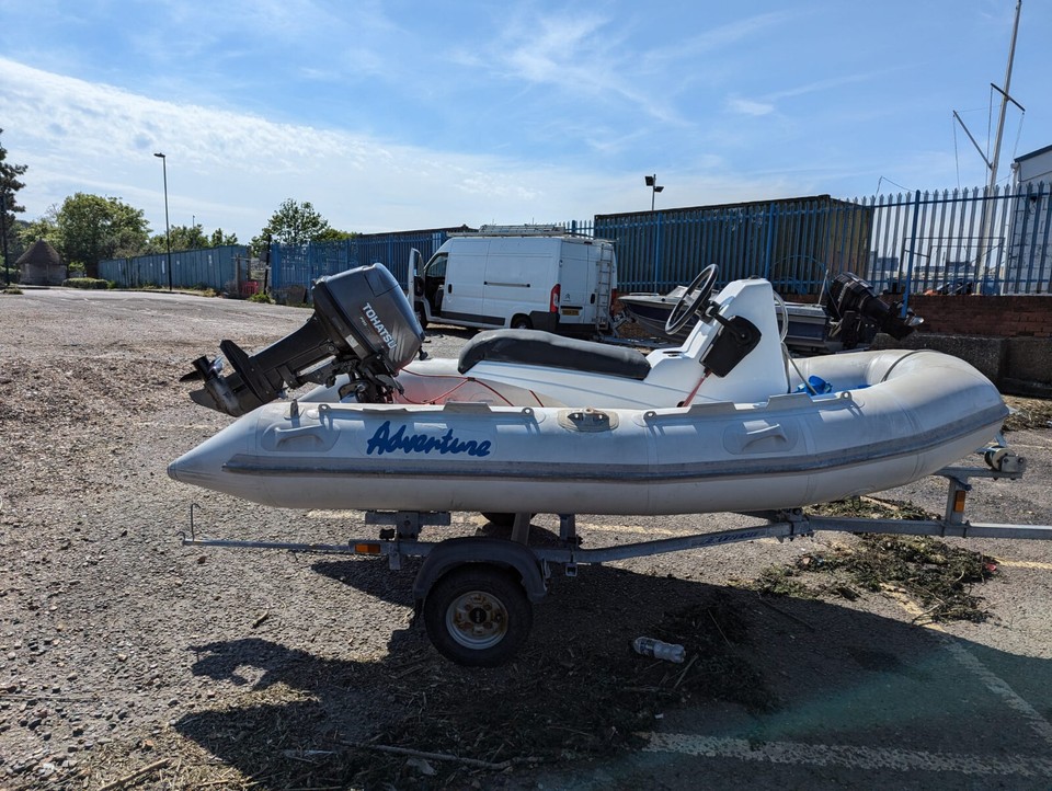 3.25m Adventure RIB Tender, 15Hp Tohatsu 2 stroke, Extreme Road Trailer ...