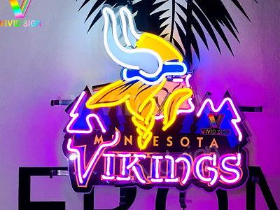 New Minnesota Vikings HD ViVid Neon Sign Light Man Cave Handmade Decor ...