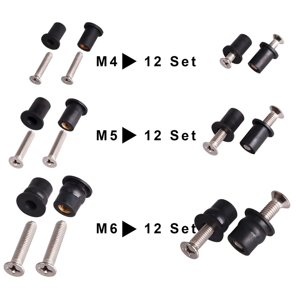 36Pairs Neoprene Well Nut Rubber Expansion Brass Nuts with Stainless ...