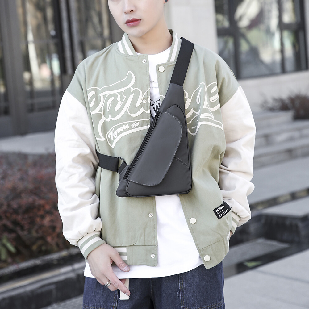 # Men Triangle Chest Fanny Pack Nylon Travel Shoulder Crossbody Bag ...