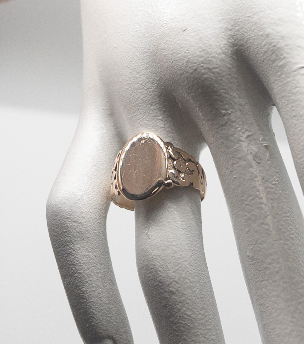 Antique Victorian 1880s 14k Yellow Gold Mens ART NOUV… - Gem