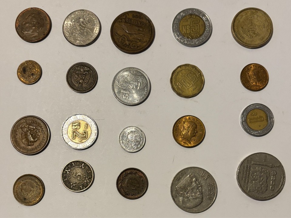 Large Mexico Coin Collection 20 coins ALL DIFFERENT TYPE COINS Lot 102 ...