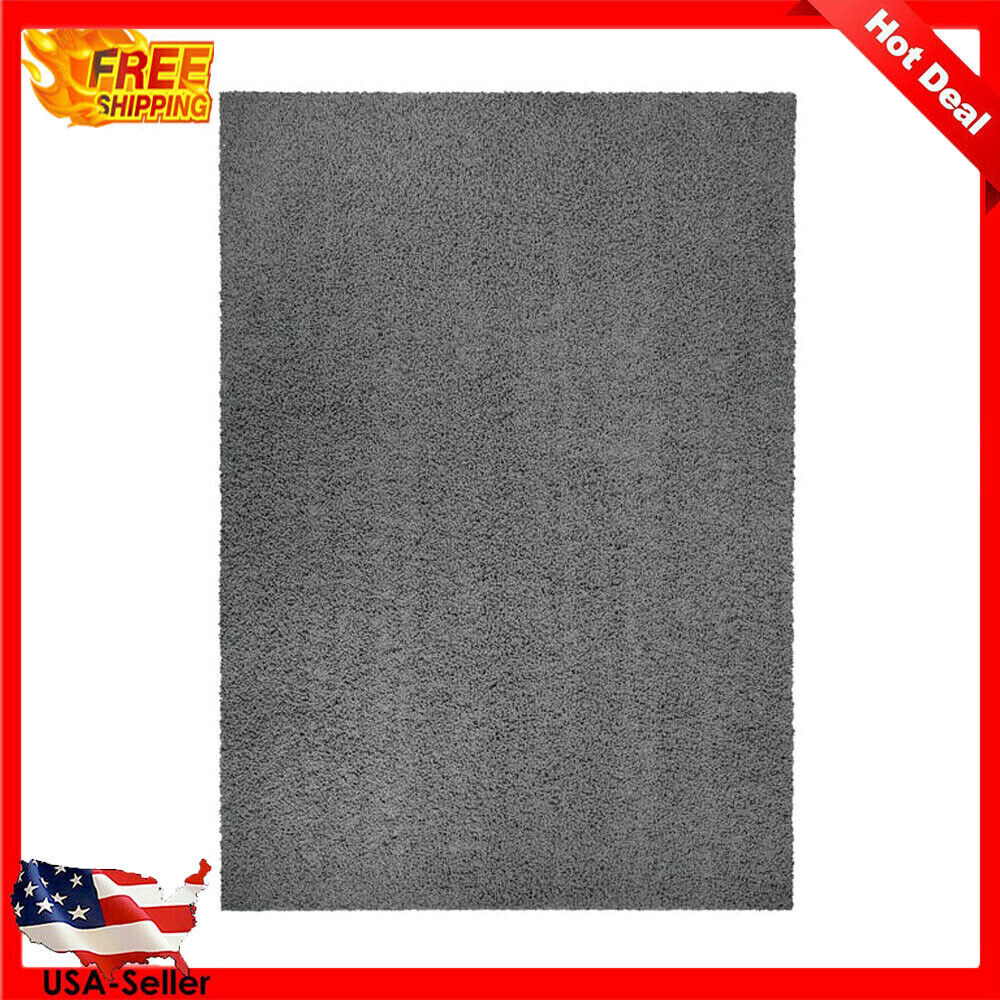 Traditional Solid Gray Shag Indoor Area Rug Non-slip Latex Backing Gray ...