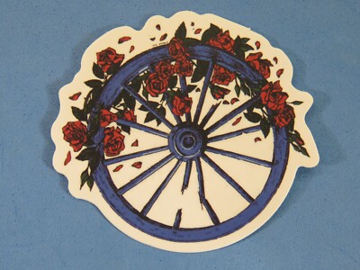 Cool Music STICKER ~ GRATEFUL DEAD Blue Wheel with Red Roses Design ...