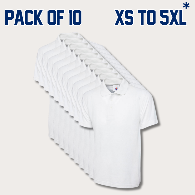 Men's Classic Polo shirts, Uneek UC101 Unisex Polo shirt Lot of 1, 3, 5 ...