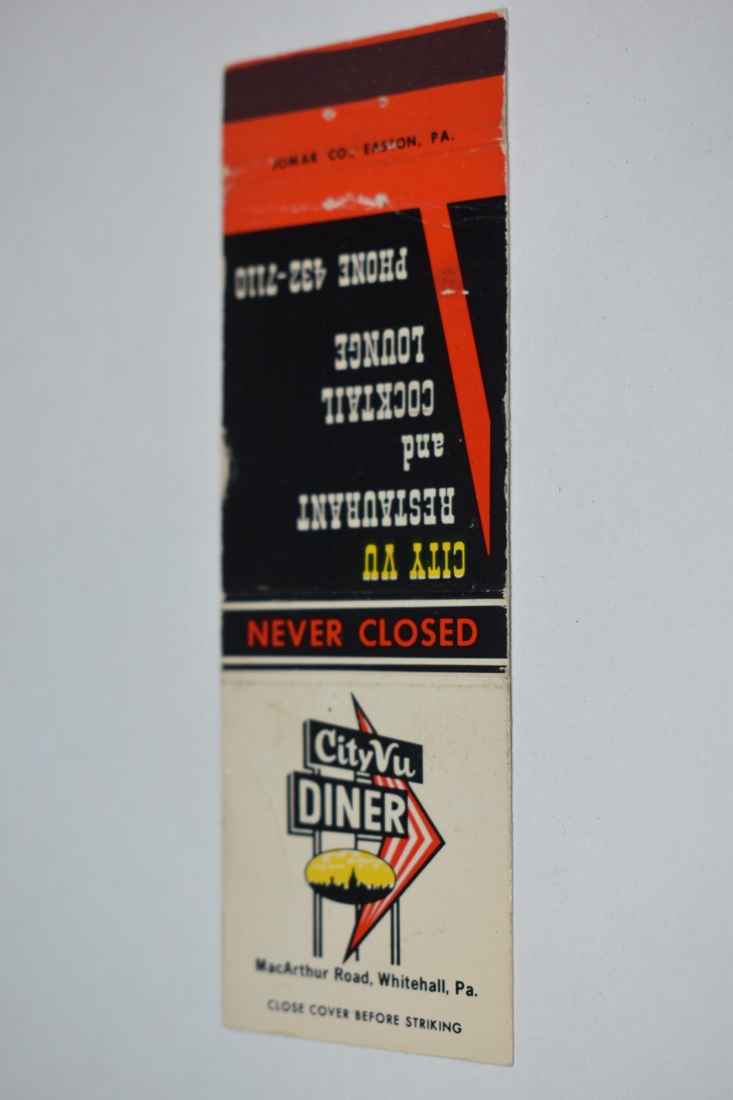 City Vu Diner 20 Strike Matchbook Cover | eBay