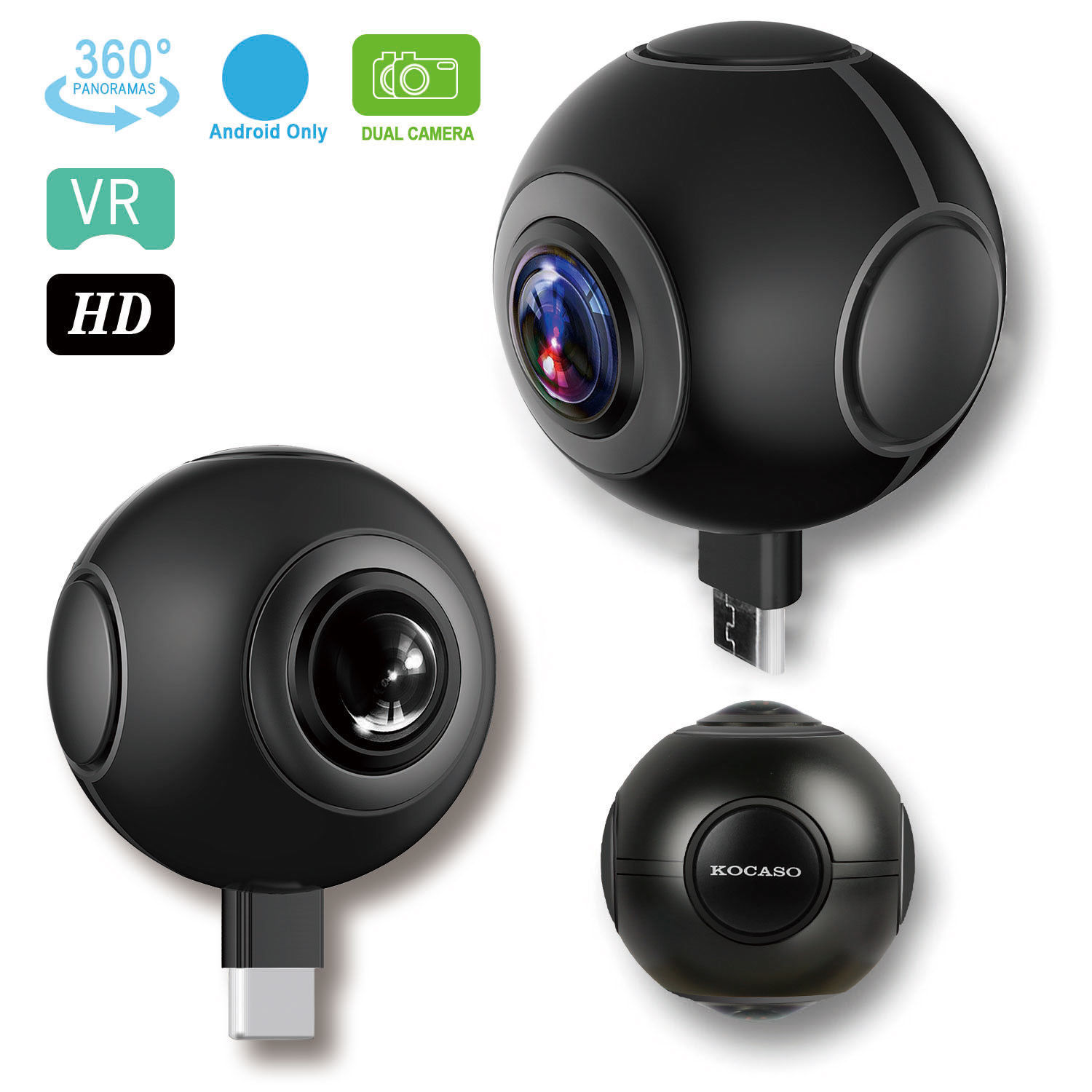 360° HD Dual Fisheye Lens VR Real Time Panorama Camera Camcorder for ...