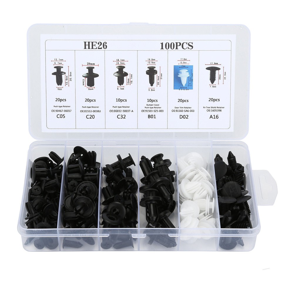 Car Body Bumper Rivet Retainer Trim Molding Push Pin Clip Assortments ...