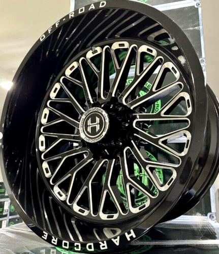 4 NEW 24x12 Hardcore HC103 Wheels -44 Black Milled 6x5.5 Chevy GMC ...