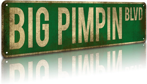 Big Pimpin Blvd Street Sign, Aluminum Slim Tin Sign Street Funny Metal ...