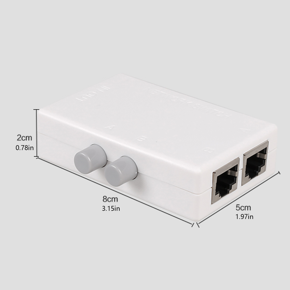 2 Ports Portable RJ45 Network Hand Manual AB Sharing Switch Box Adapter ...