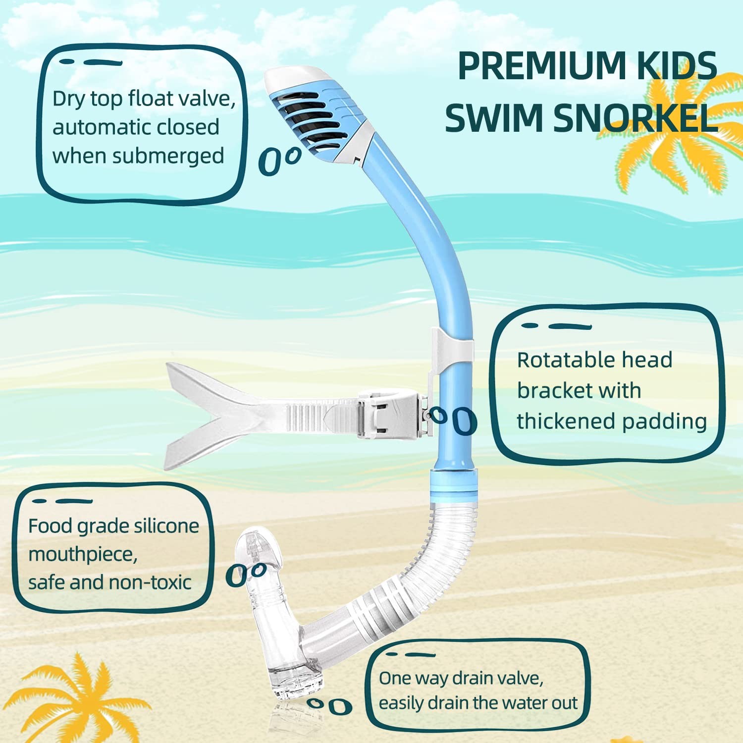 Center-Mount Swimmers Snorkel for Lap Swimming with Special Rotate ...