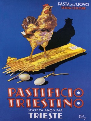 Pasta Chicken Eggs Italian Spaghetti Food Kitchen Vintage Poster Repo ...