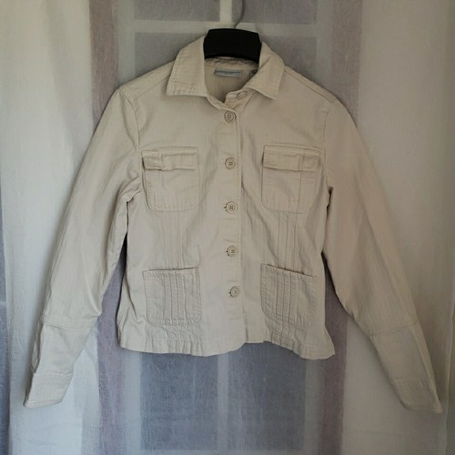 Valerie Stevens Women's Jean Jacket Size Petite L Casual Cotton Cream ...