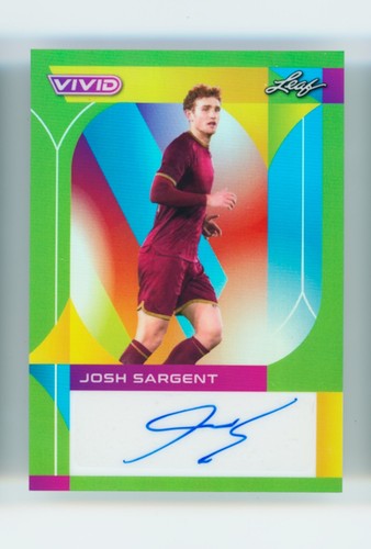 2022 Josh Sargent Leaf Vivid Green Refractor USMNT Autographed Soccer ...