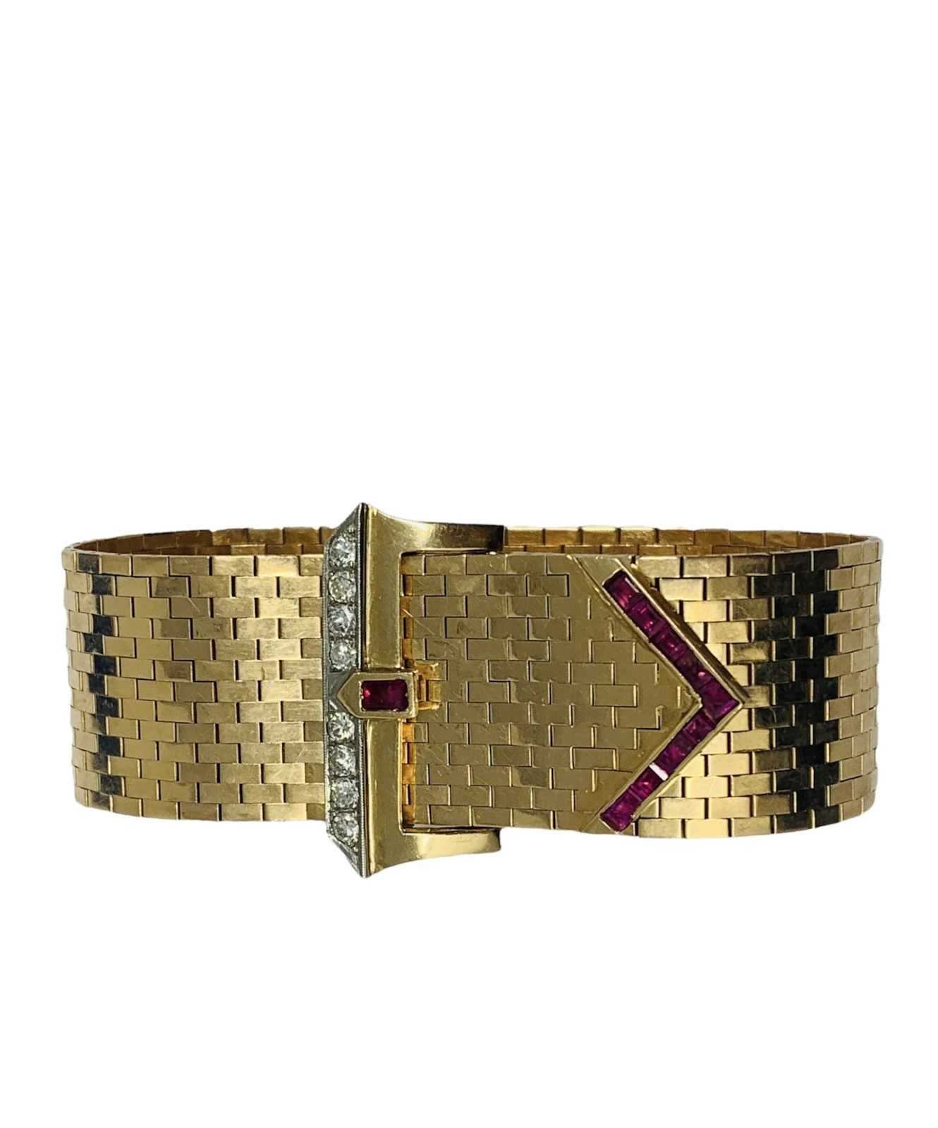 18K Yellow Gold 1CT Ruby & 1CT Diamond Vintage Belt B… - Gem